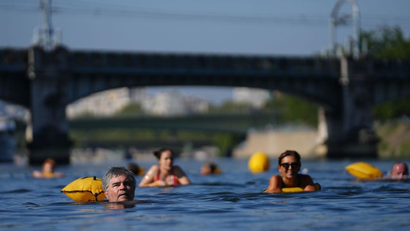 Seine River Greets Swimmers As Paris Stifles In Heat Wave | Weather.com