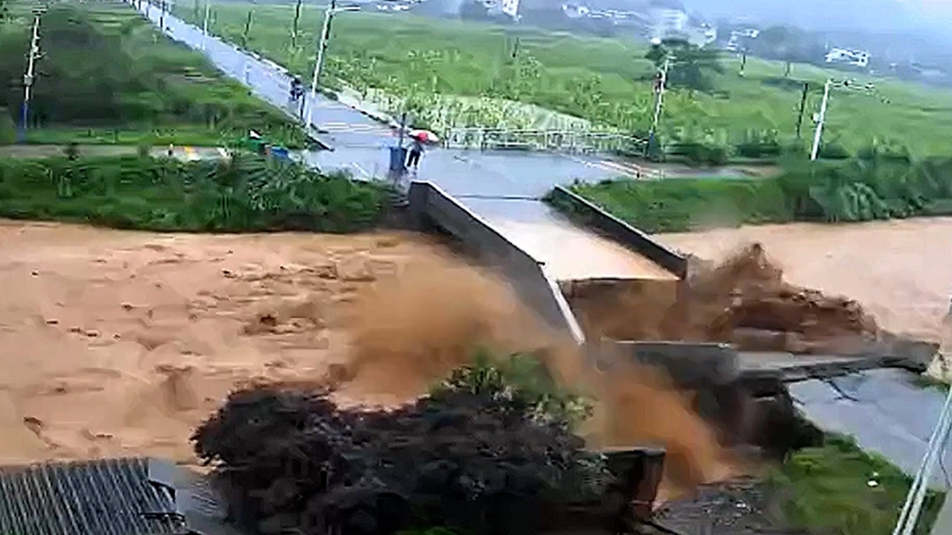 Bridge Washed Away Moments After Person Crosses It - Videos from The ...