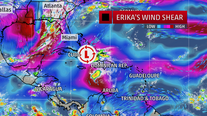 Tropical Storm Erika Map