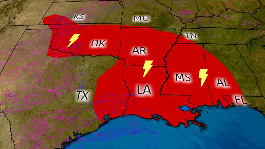 Severe Thunderstorms Possible From the Southern Plains to the Lower ...