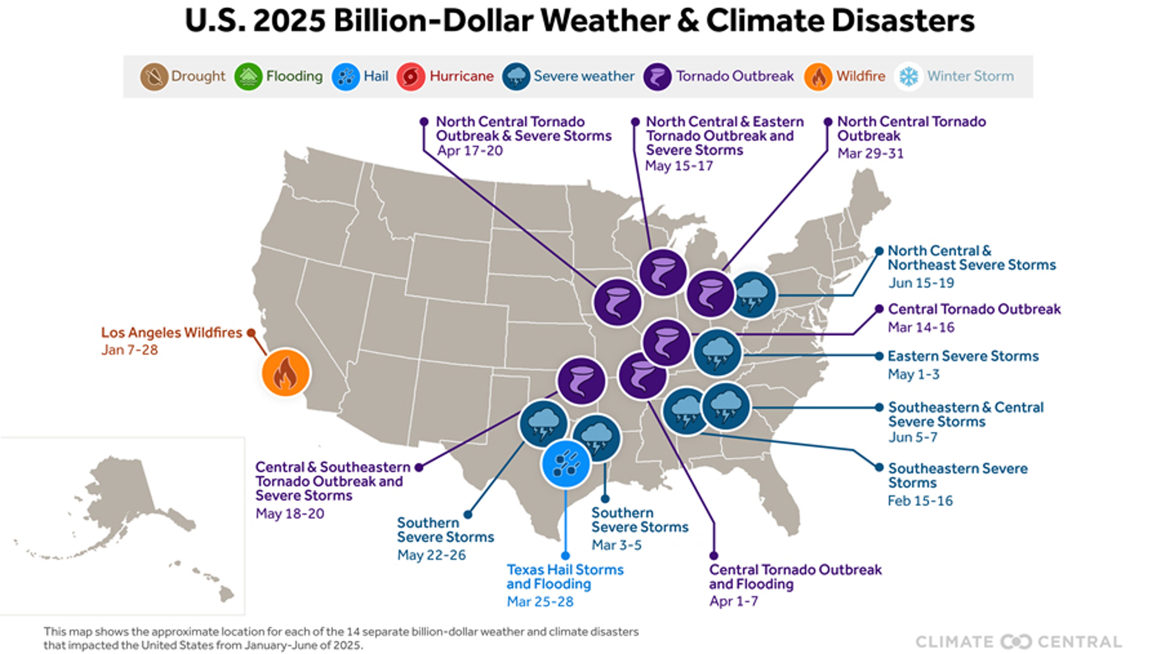 US Billion-Dollar Weather Disasters Count In 2025 Is 14 Through June ...