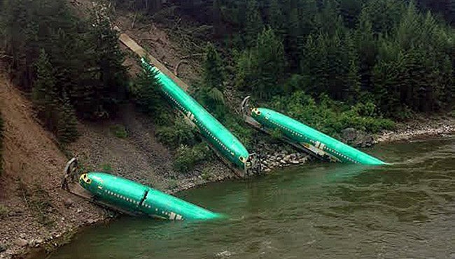 Three Boeing 737 Fuselages That Tumbled Into Montana River After Train ...