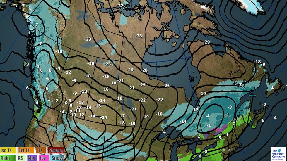 Snowfall and Freezing Rain Possible for Montreal and Quebec City ...
