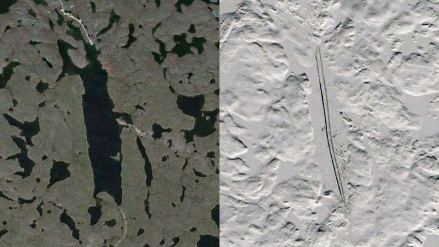 Satellite Image Reveals Ice Road Trucking Lanes in Canada (GIF ...