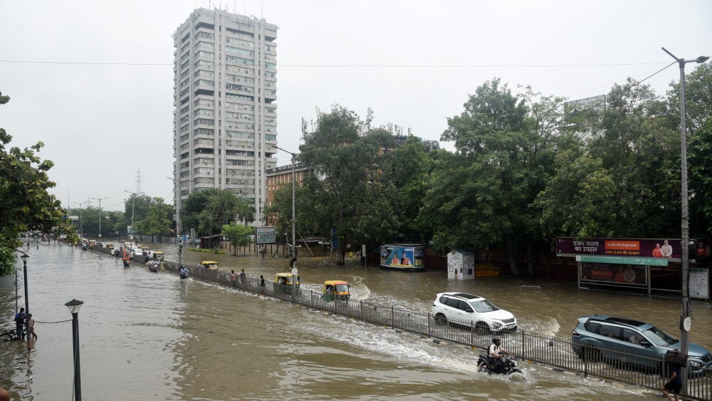 Delhi Wakes Up To Heavy Rainfall Waterlogging And Traffic Snarls