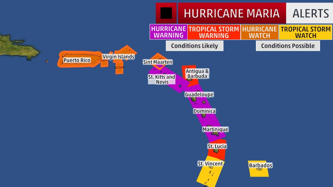 Hurricane Watch Issued For Puerto Rico as Strengthening Maria Nears ...