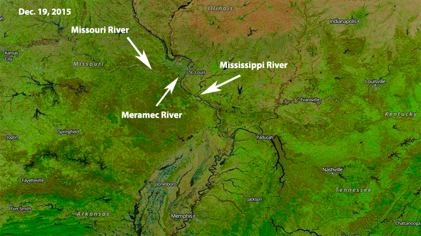 Before and After: Satellite Images Show Rain-Swollen Mississippi, Meramec and Missouri Rivers ...