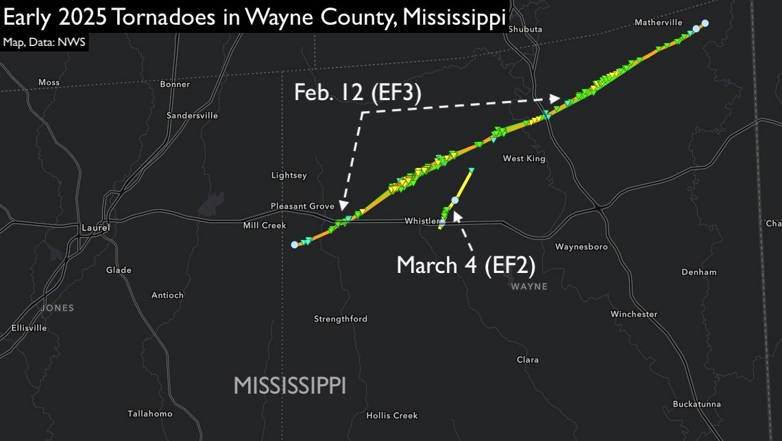 2 Strong Tornadoes, 1 Mississippi County, 20 Days Apart | Weather.com