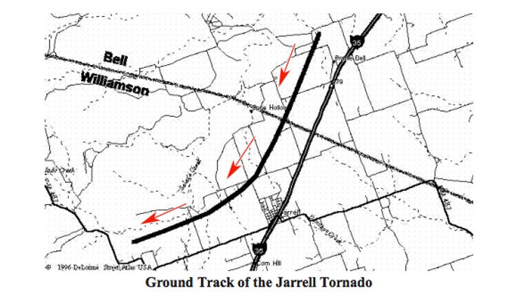 On This Date: Violent F5 Tornado With A Strange Path Devastates Jarrell ...