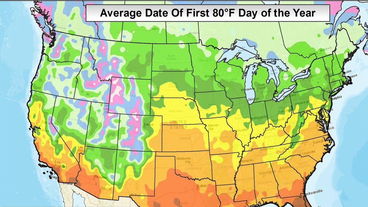 Here's When You Can Expect Your First 80- and 90-Degree Temperatures ...
