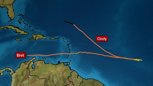 Bret and Cindy Rare East Of Antilles June Storms | Weather.com