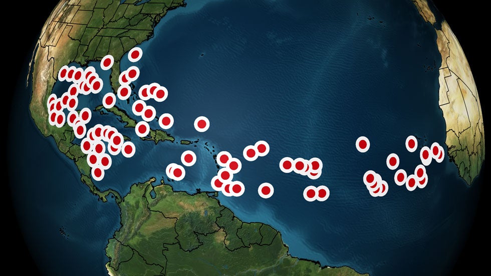 Where Landfalling US Hurricanes First Develop Covers A Wide Area Of ...