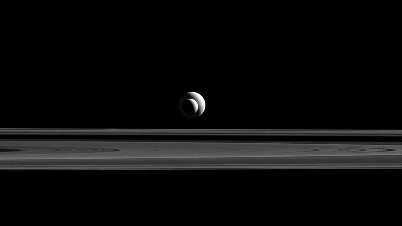 Two Saturn Moons Form Perfect Line, As Seen By Cassini Spacecraft ...