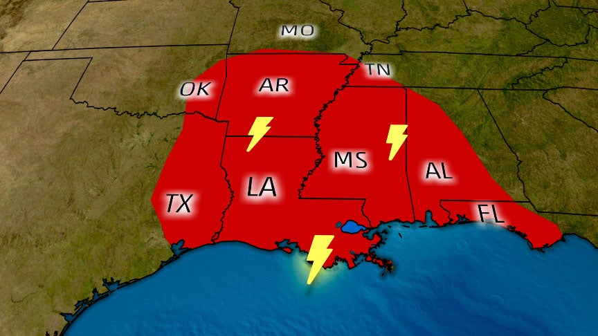 Severe Thunderstorms Expected Across Parts of the South Through This ...