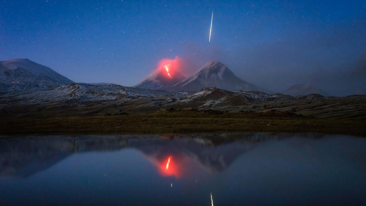 Erupting Volcano, Streaking Meteor Come Together for a Once-in-a ...