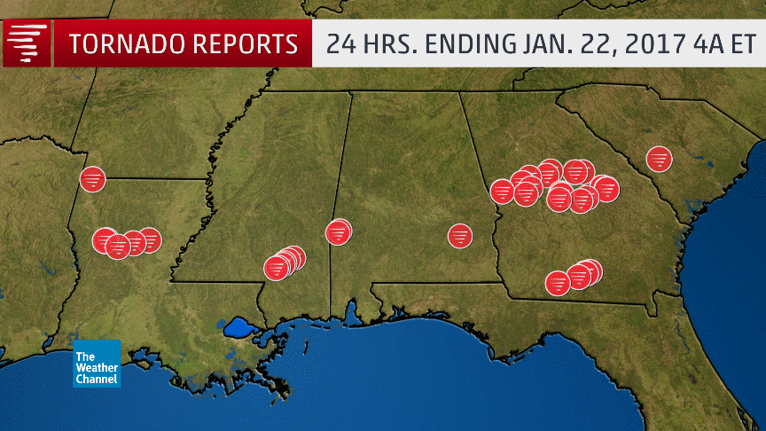 At Least 29 Tornadoes Confirmed in January 21-23, 2017 Outbreak ...