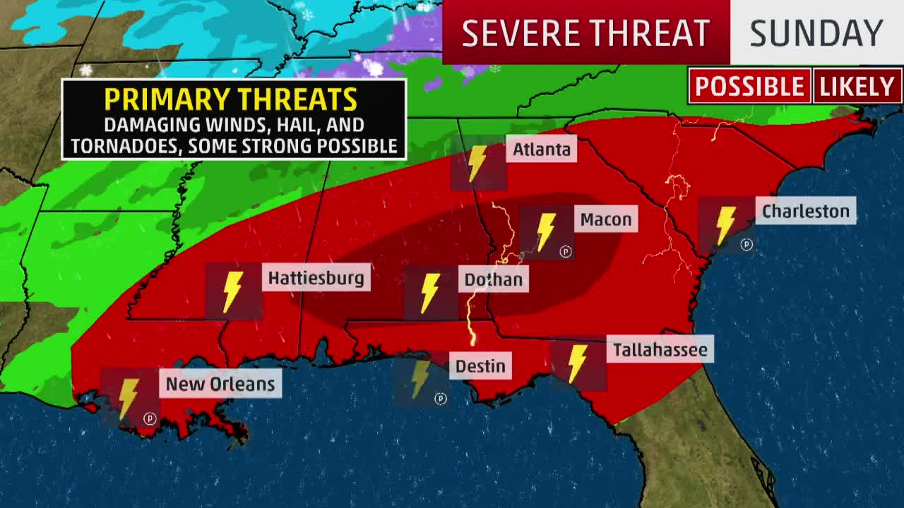 Tornado Watch Issued: Severe Thunderstorms Threaten the South on Sunday ...