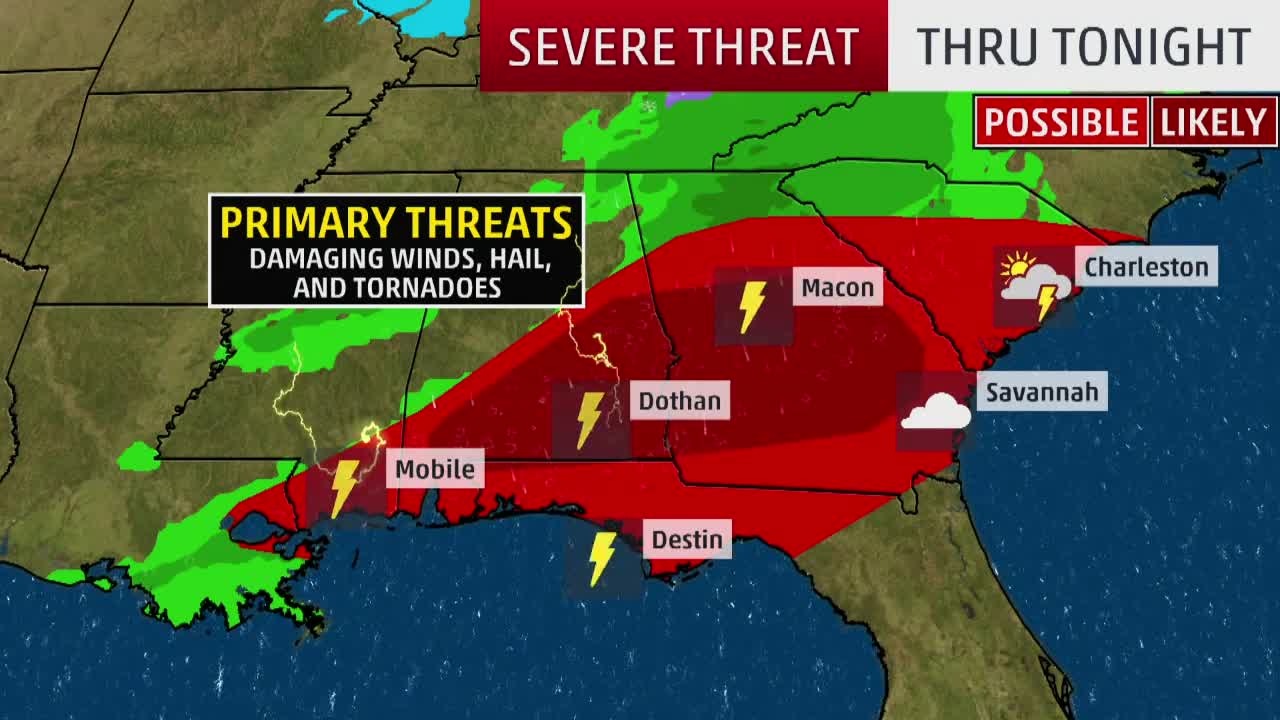 Tornado Watches Issued: Severe Thunderstorms Threaten the South on ...