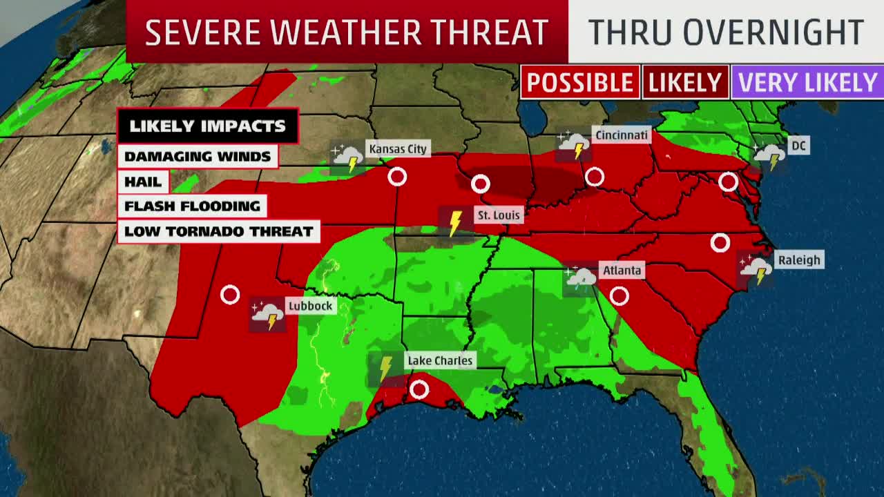 Severe Thunderstorms May Develop From the Plains to the Midwest and Mid-Atlantic Into Wednesday ...