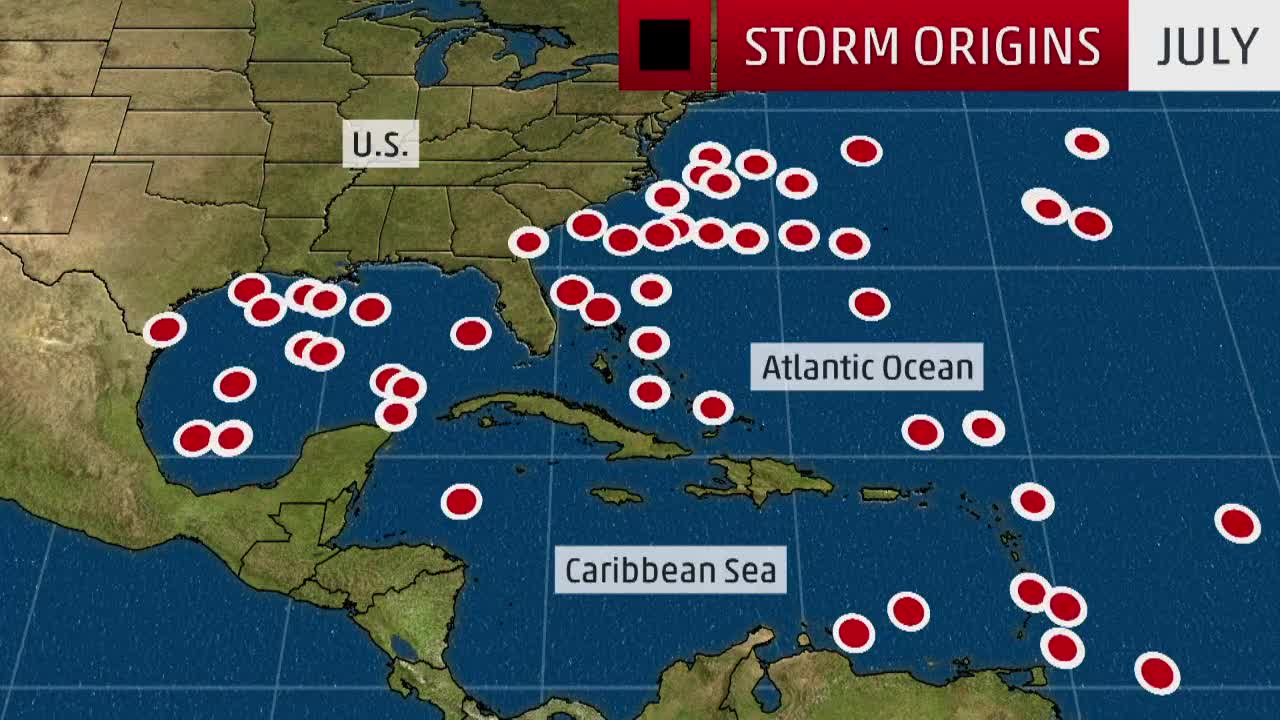 Where July Named Storms Have Made a U.S. Landfall in the Modern ...
