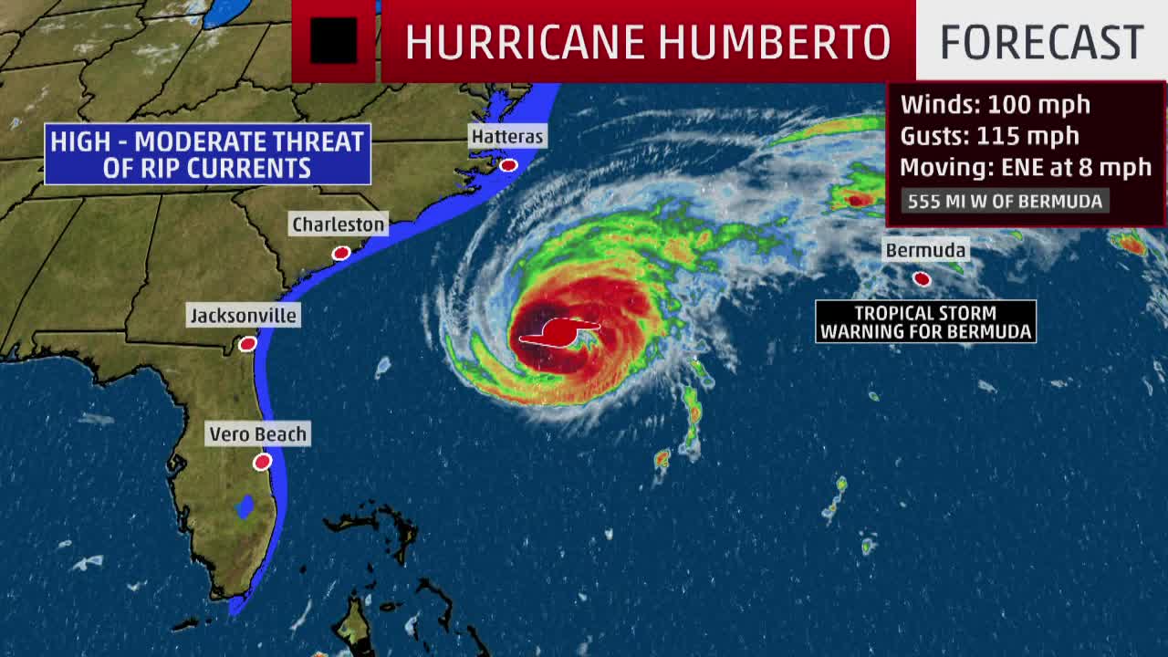 Hurricane Humberto to Pass Near Bermuda Midweek as High Surf and Rip ...