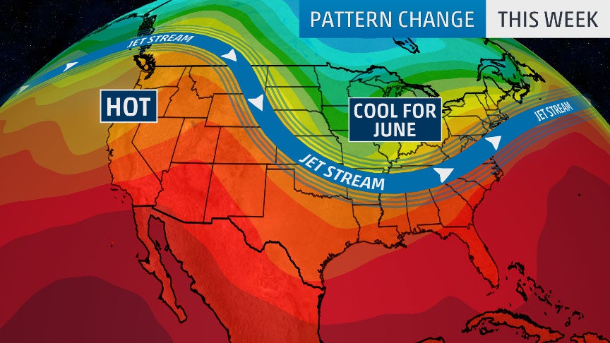 Pattern Change This Week to Keep East Relatively Cool as a Heat Wave ...