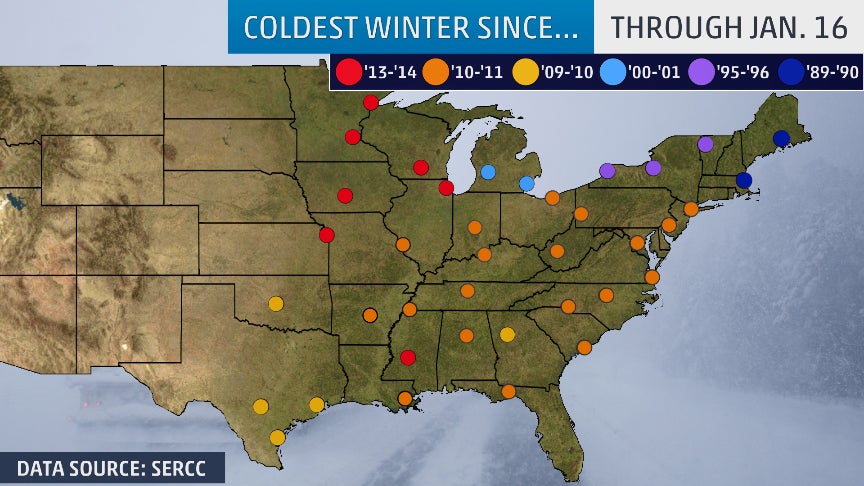 South, Northeast, Ohio Valley Endures Coldest Winter Through Mid ...