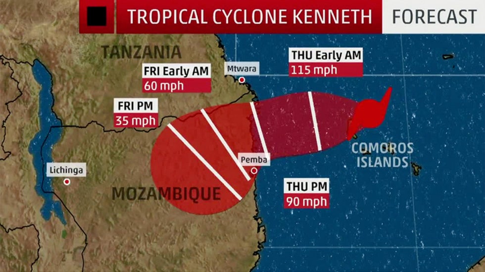 Tropical Cyclone Kenneth To Bring Feet of Rain, Damaging Winds to ...