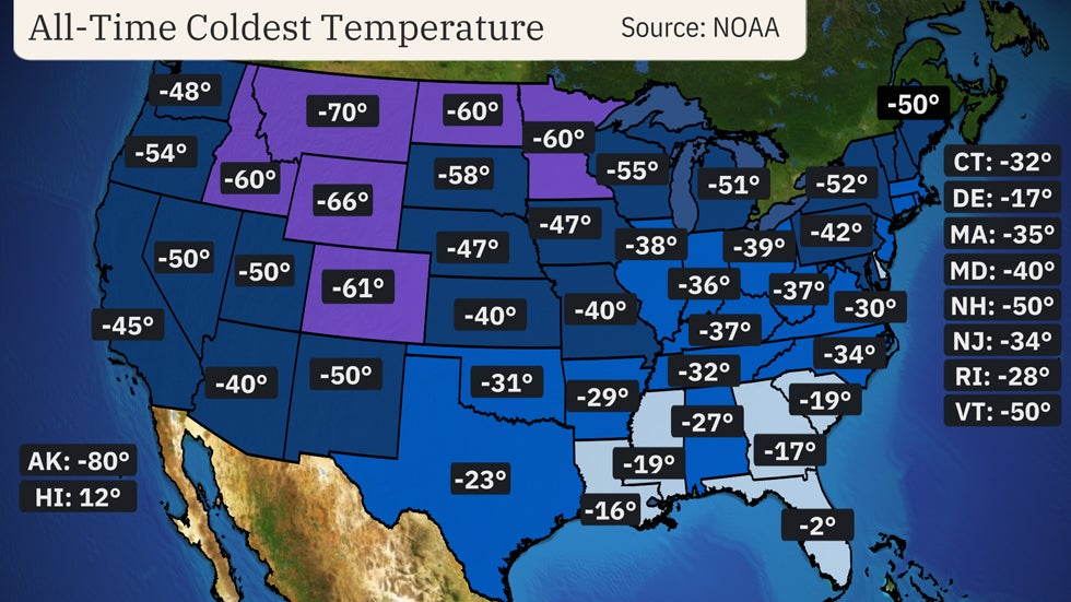 Here Are The All-Time Record Cold Low Temperatures In All 50 States ...