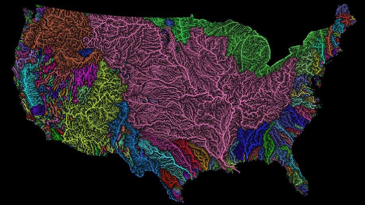The Veins Of America Stunning Map Shows Every River Basin In The Us