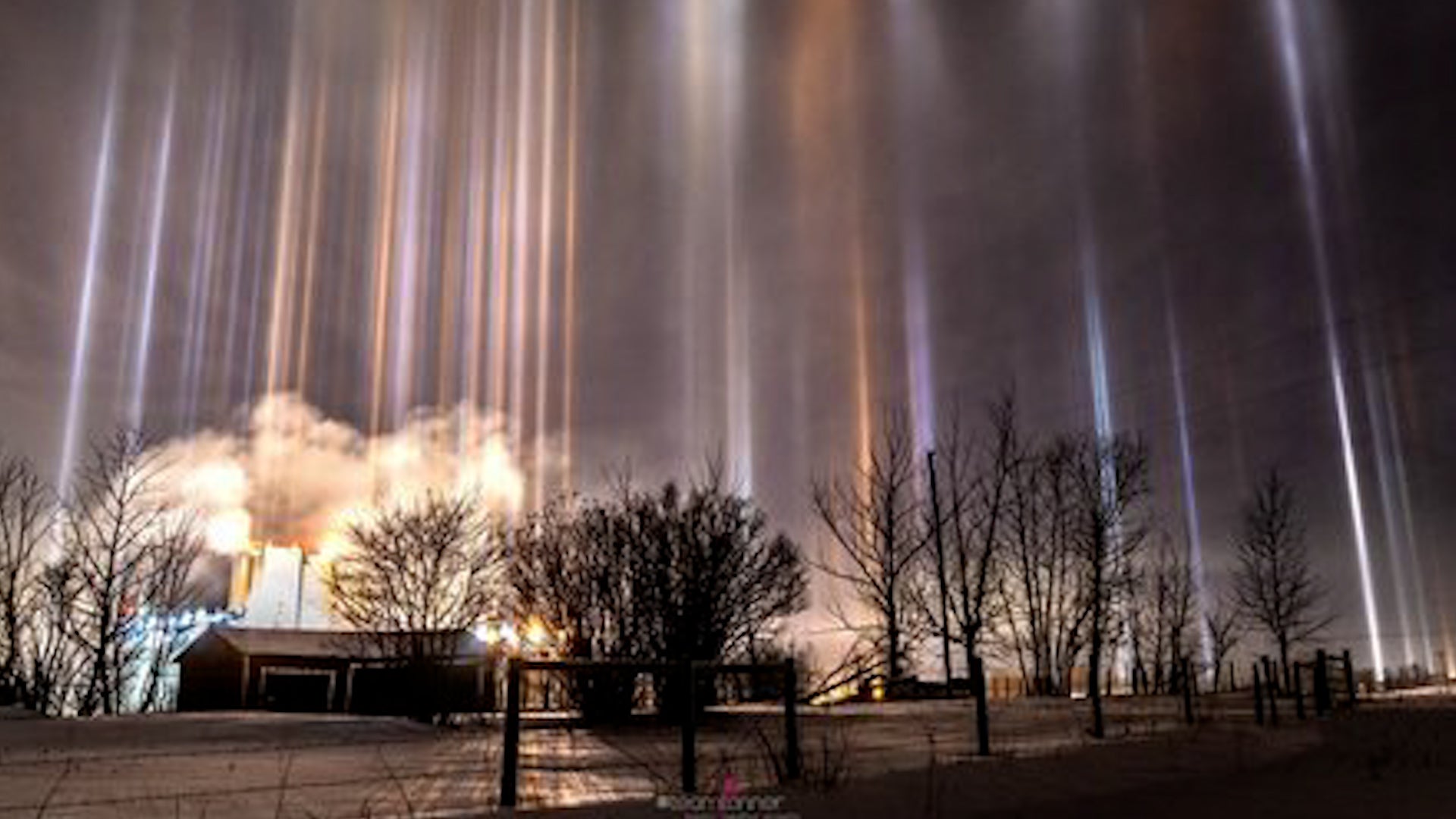 Light Pillars In The Sky