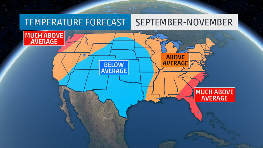 Fall 2015 Temperature Forecast from The Weather Channel | The Weather ...