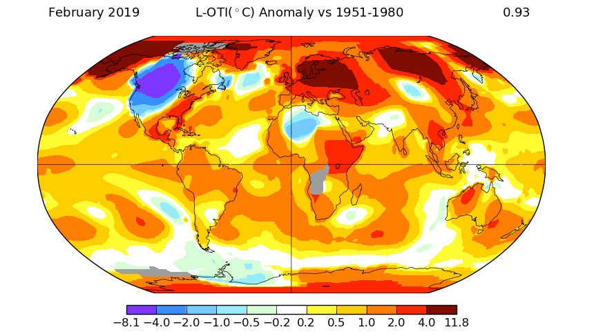 February 2019 Was Earth's 410th Consecutive Month With Above Average ...