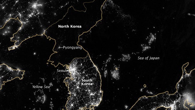 North Korea Map Of The Night Lights North Korean State TV Revises Maps