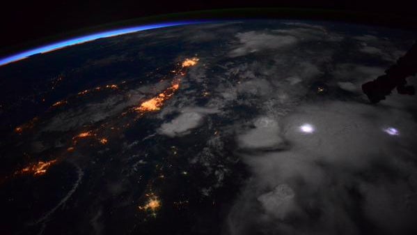 Lightning Strike Reflects on International Space Station Solar Panel ...