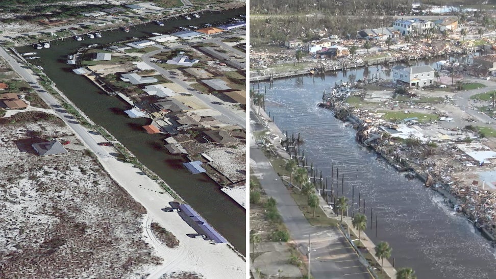 Hurricanes Destruction Before And After Before And After Satellite