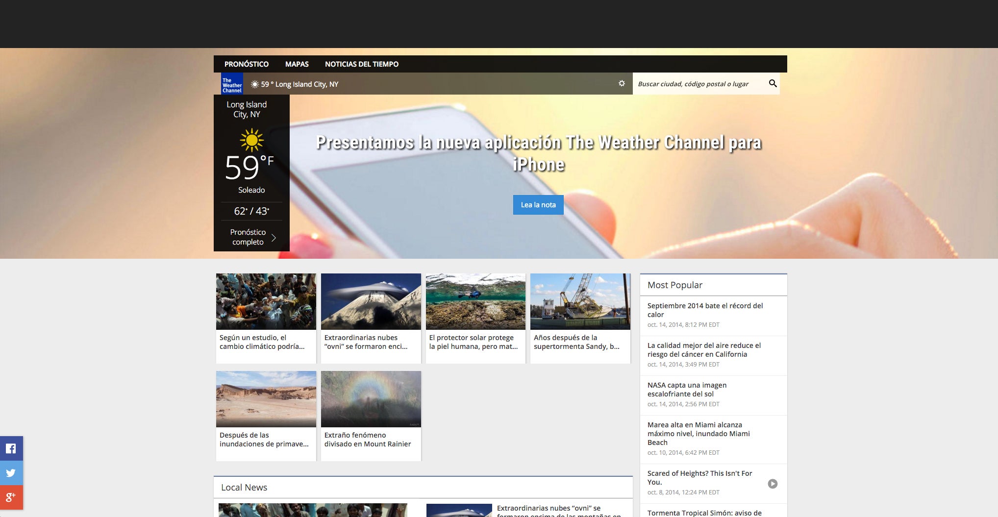 The Weather Channel renueva su versión web en español | The Weather Channel