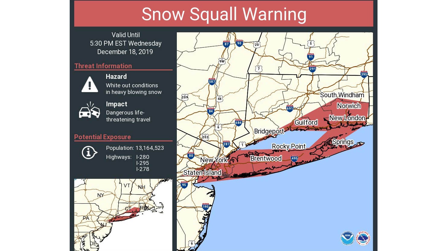 First Snow Squall Warning Issued for New York City Area | The Weather ...