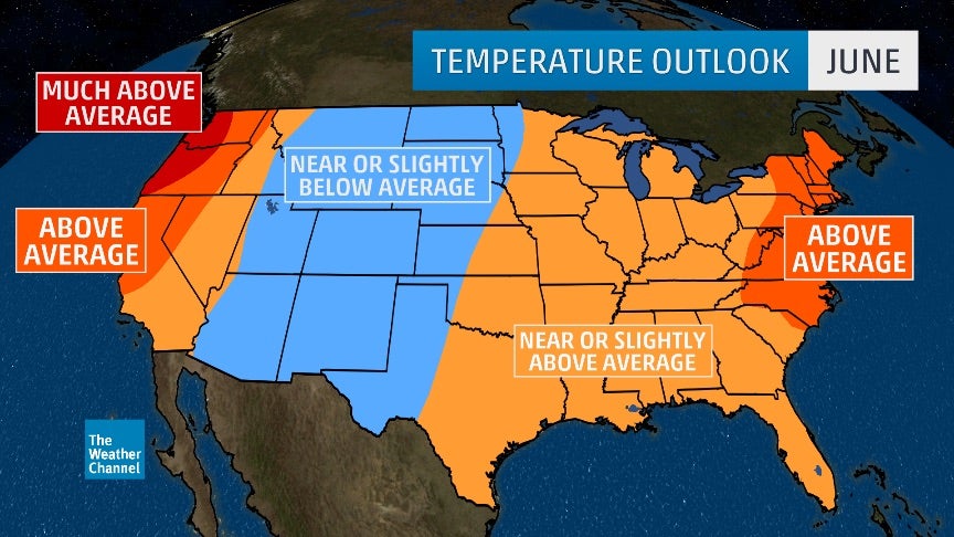 June 2017 Temperature Outlook: Warmer West Coast and East; Cooler in ...