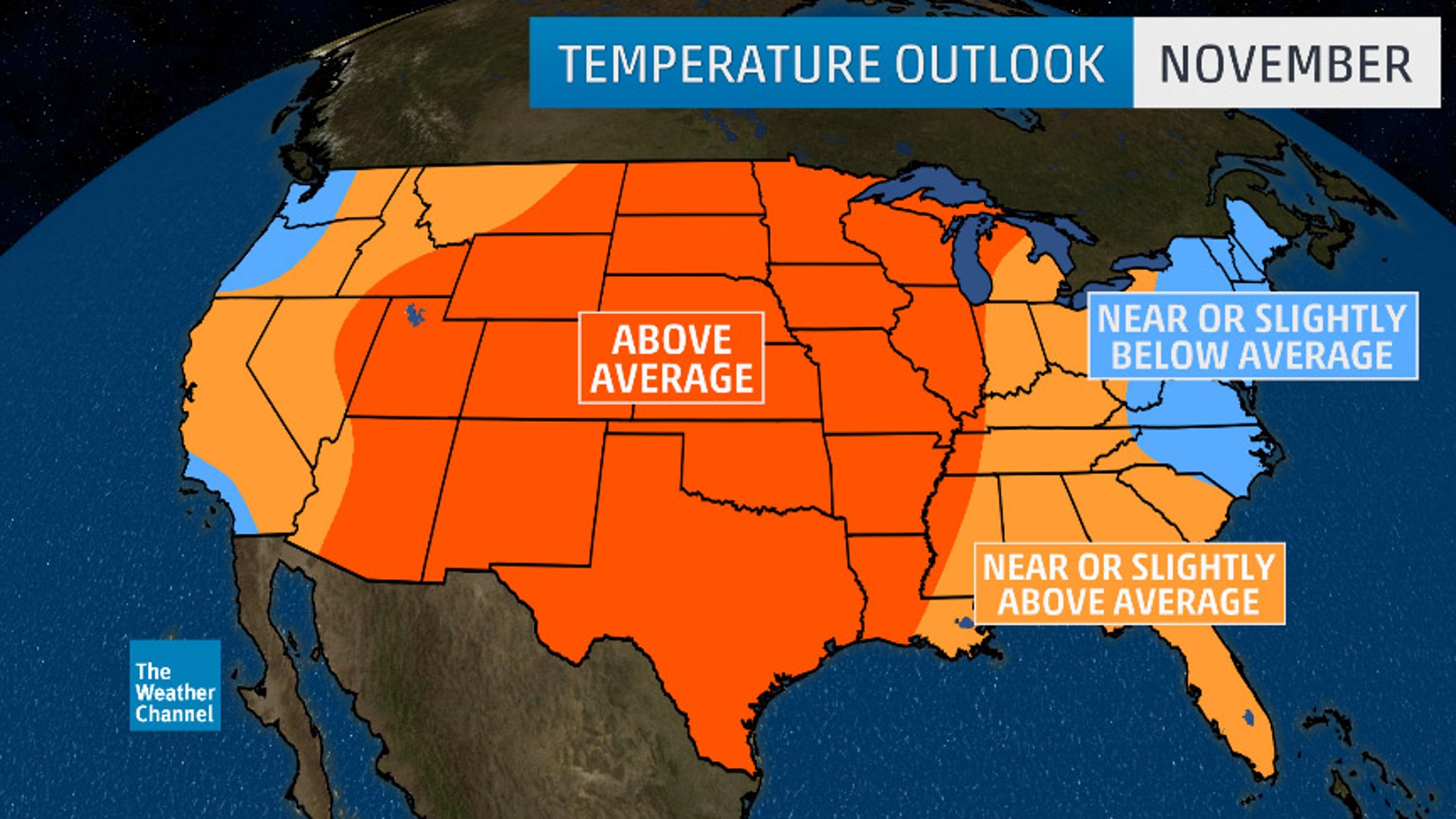 October 2017 Temperature Outlook: Warmer Than Average For Much of East ...