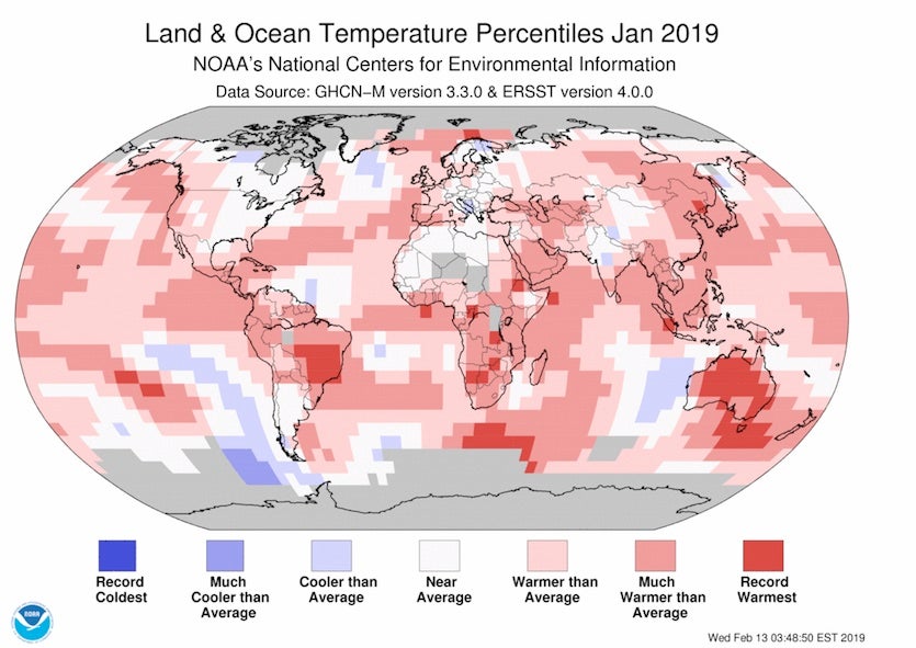 January 2019 Among Earth's Four Warmest Januaries | Weather Underground
