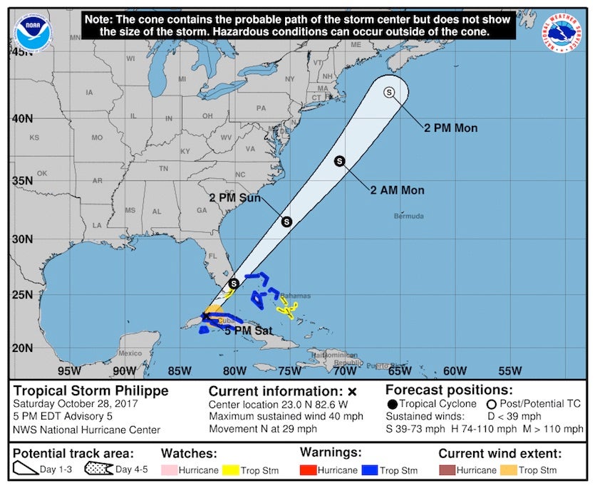 Tropical Storm Philippe Forms Near Cuba; Damaging Winds on Tap for ...