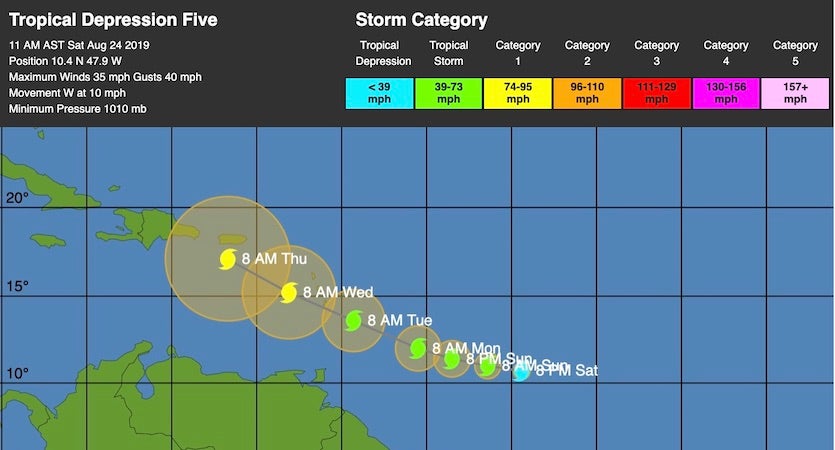 TD 5 Forms in Central Atlantic; 98L Likely to Strengthen Off East Coast ...